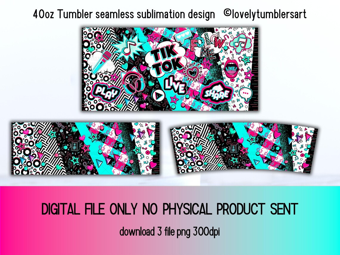 40oz Tumbler Tiktok Star Sublimation Designs. Tik Tok Girl. Warp ...