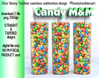 20oz Skinny Tumbler Sweet Life Candy Bar Sublimation Designs. Rainbow ...