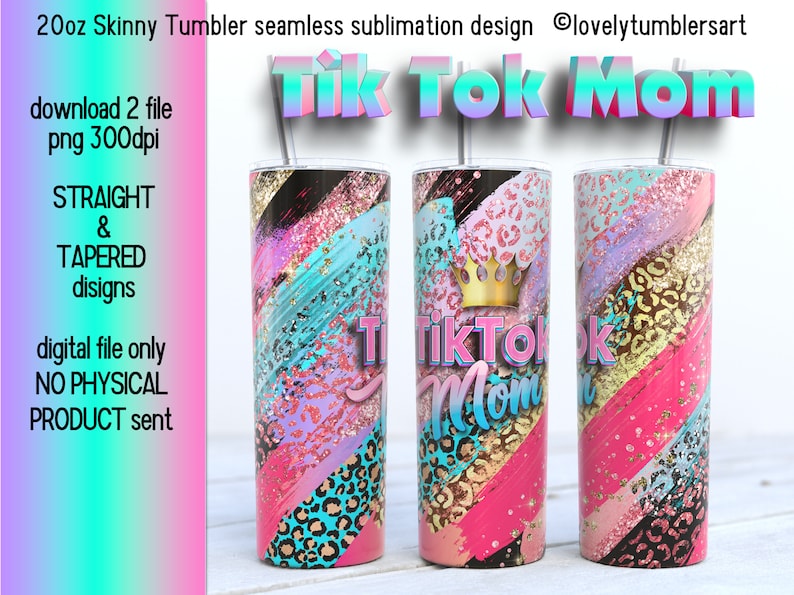 20oz Skinny Tumbler Tiktok Mom Sublimation Designs. Tik Tok . - Etsy