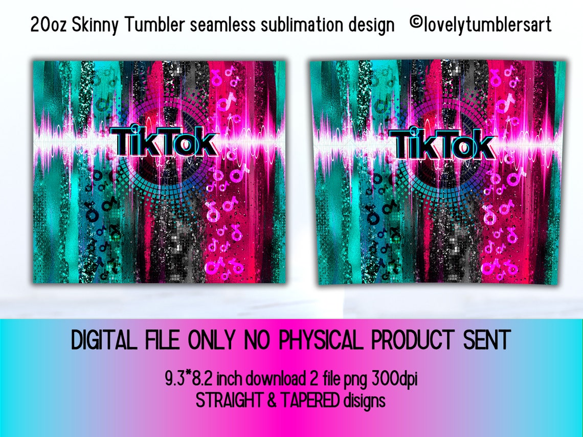 20oz Skinny Tumbler Tiktok Princess Sublimation Designs. Tik Tok Girl ...