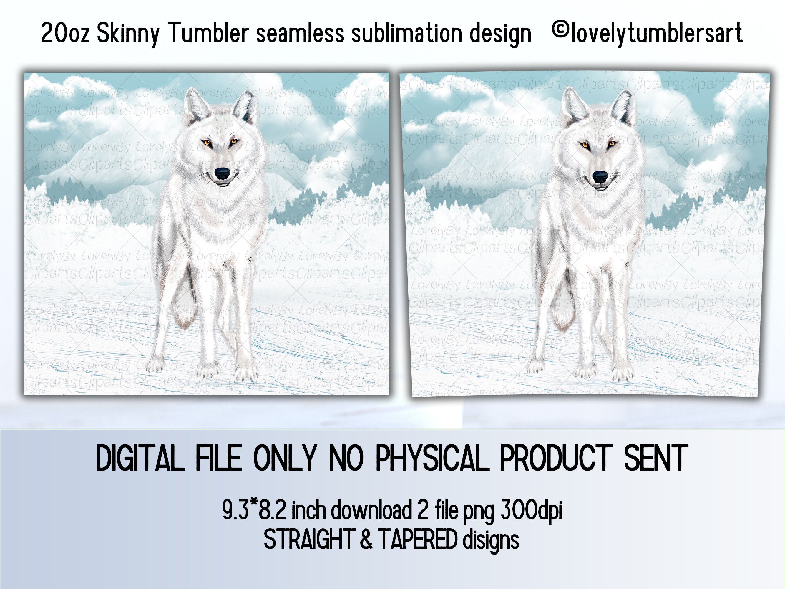 20oz Skinny Tumbler White Wolf Sublimation Designs. Winter - Etsy