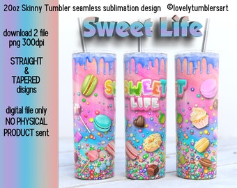 20oz Skinny Tumbler Candy M&M Sublimation Designs. Rainbow Candy ...
