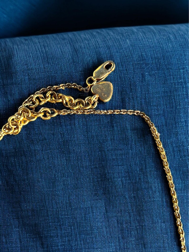 Vintage Christian Dior Chain and Heart Pendant Necklace - Etsy