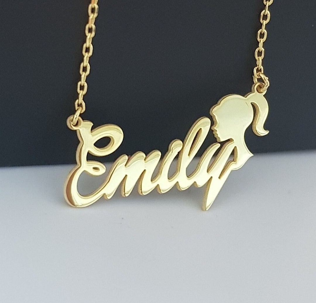 Gold Girl Font Name Necklace, Silver Girl Lover Necklace, Custom ...