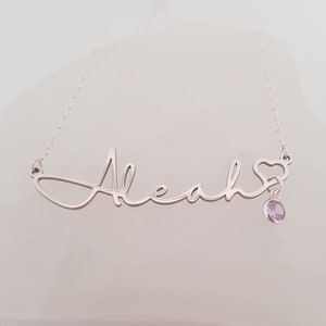Custom 14K Gold Name Necklace With Birthstone & Heart - Etsy