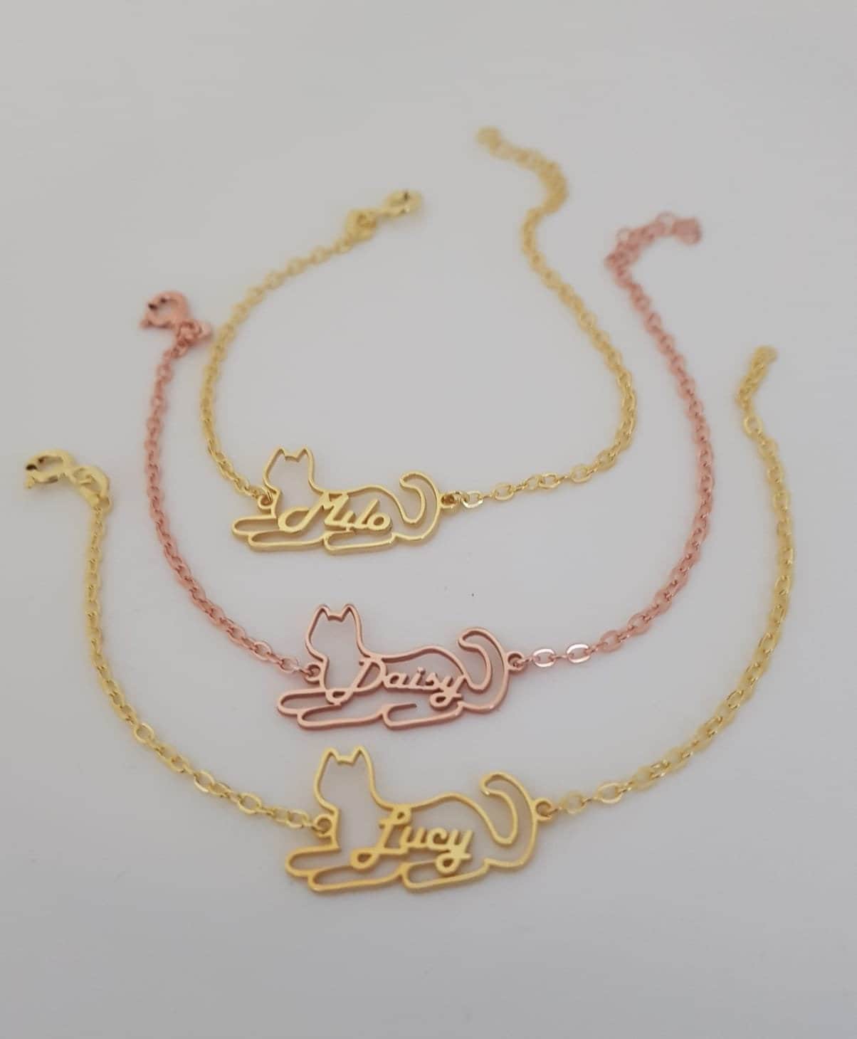 Cat Name Bracelet, Kindly Cat Name Bracelet, Silver Memorial Gift, Cat ...