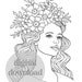 4 Digital Coloring Pages Stunning Women With Floral Hairstyles - Etsy