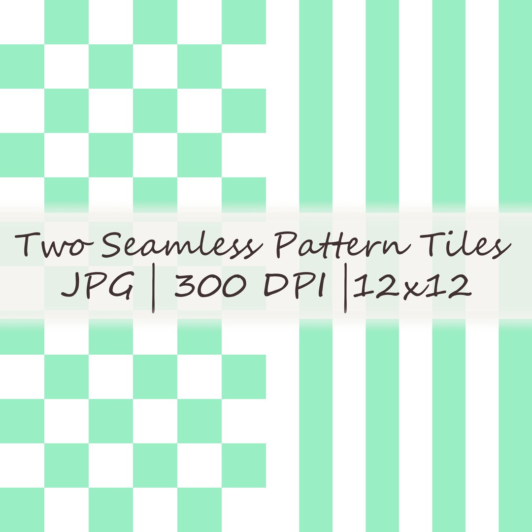 Mint Green Checker & Stripe Seamless Repeat Pattern JPEG - Etsy