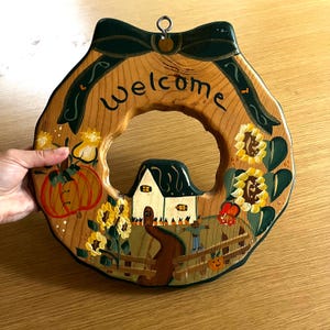 Vintage Painted Wood Fall-themed Welcome Sign / Cottagecore - Etsy