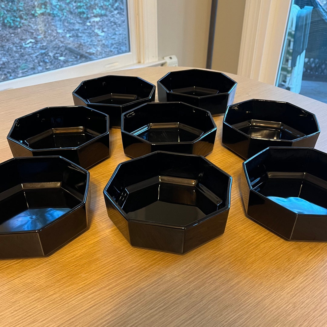 Set of 4 Black Glass Octagon Vintage 1970s Deco-style Bowls From ...