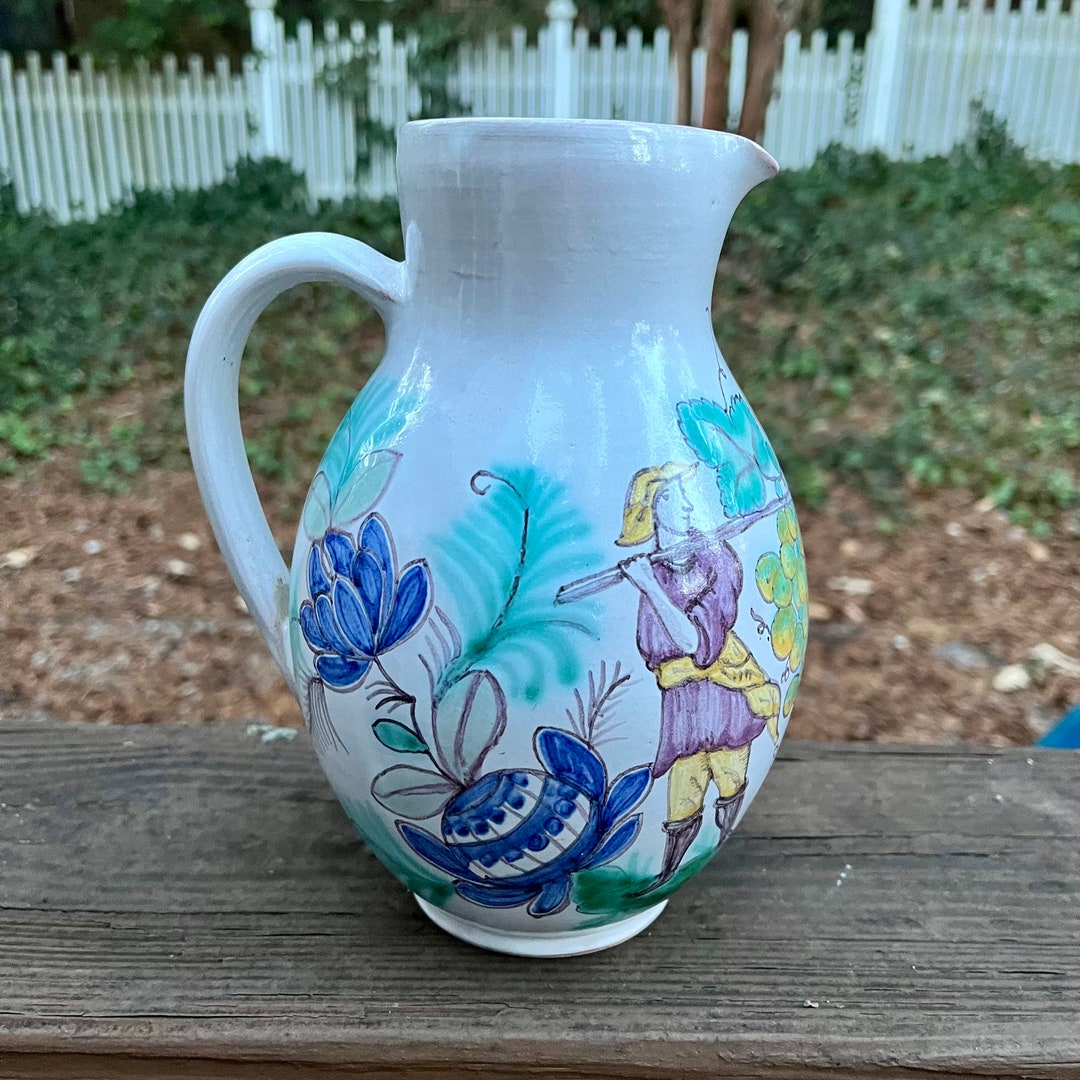 Vintage Rare Anton Lang Ceramic Pottery Pitcher W/ Grape Harvest Motif ...