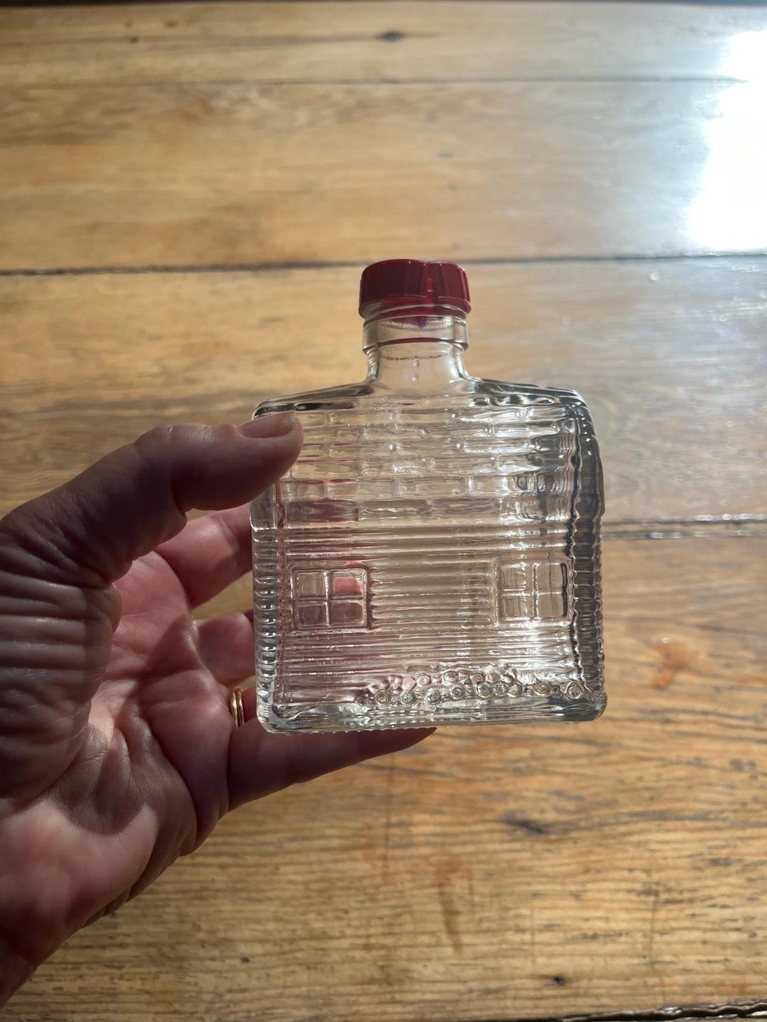 Vintage Log Cabin Glass Bottle - Etsy