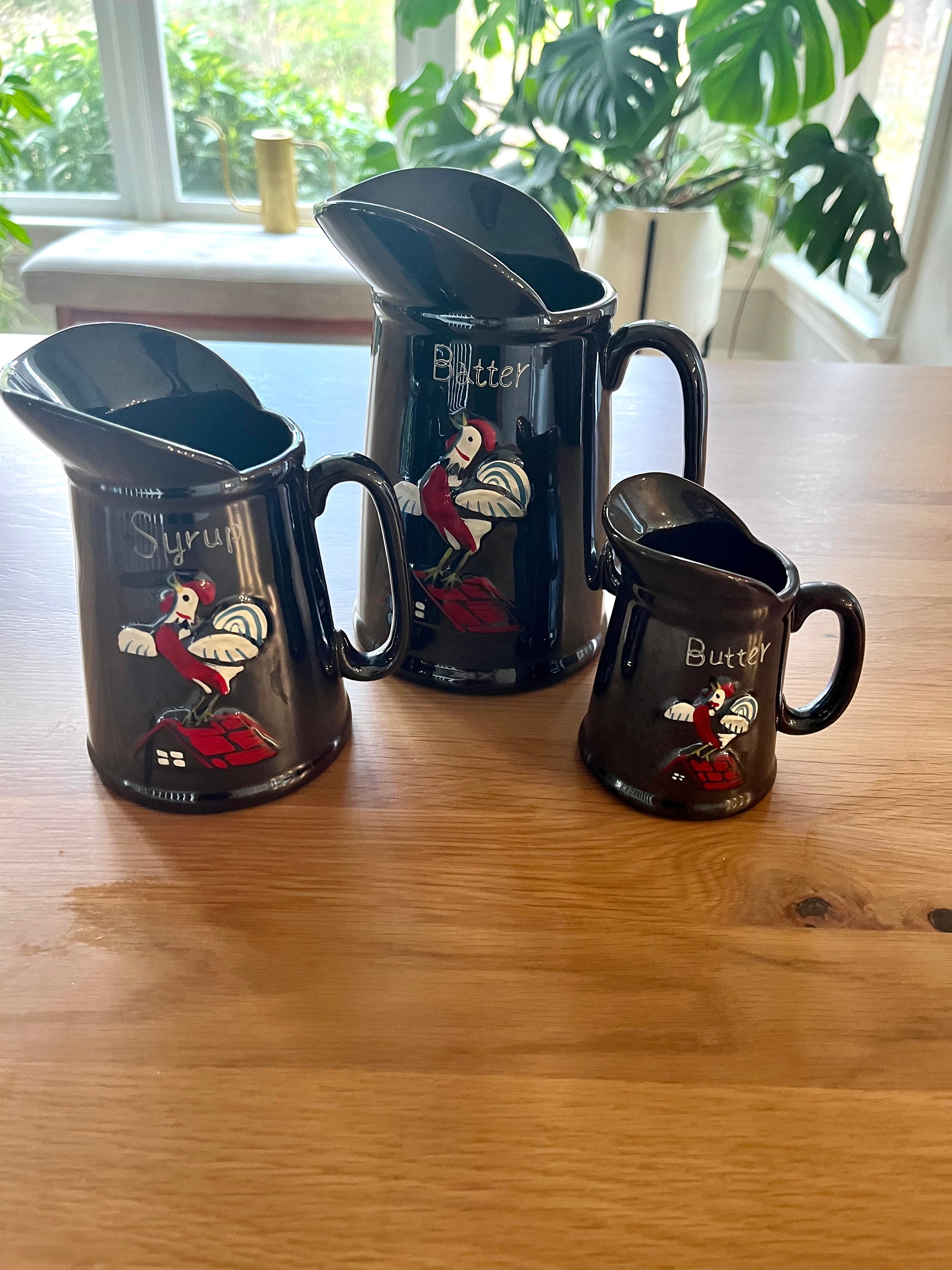 Vintage Red Rooster Breakfast Set of Pitchers Batter, Syrup & Butter - Etsy