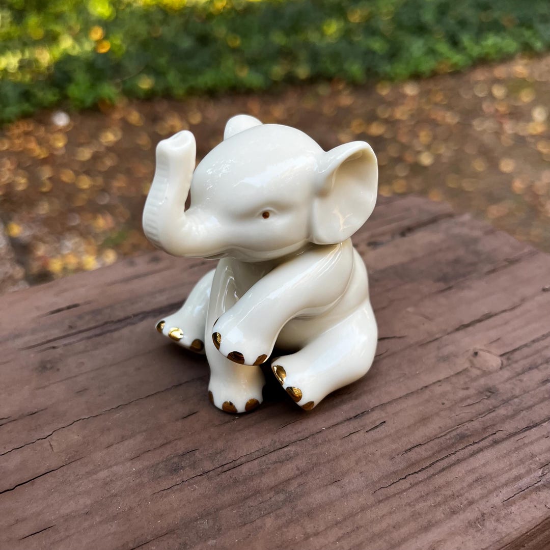 Vintage Lenox Porcelain Elephant Figurine With Gold Accents 2.75 Tall ...