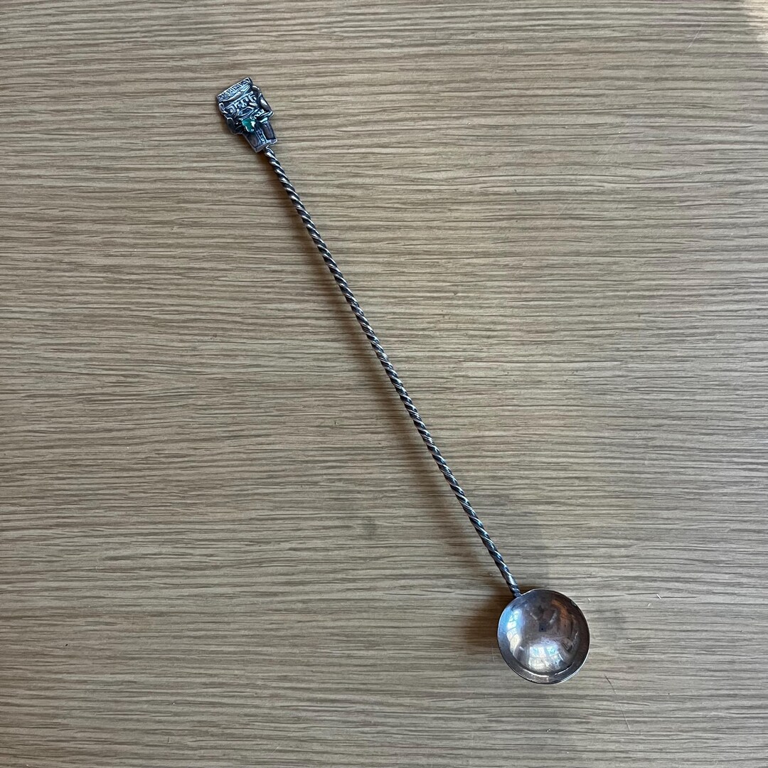 Vintage Silver .900 Stirring Spoon/cocktail Muddler With Aztec Face and ...