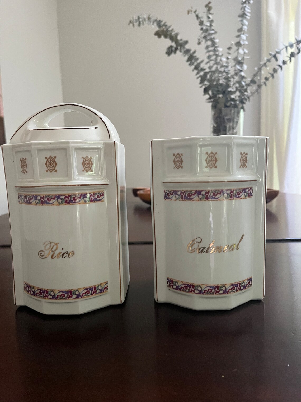 Vintage German Porcelain Kitchen Ingredients Canisters 1930s | Etsy