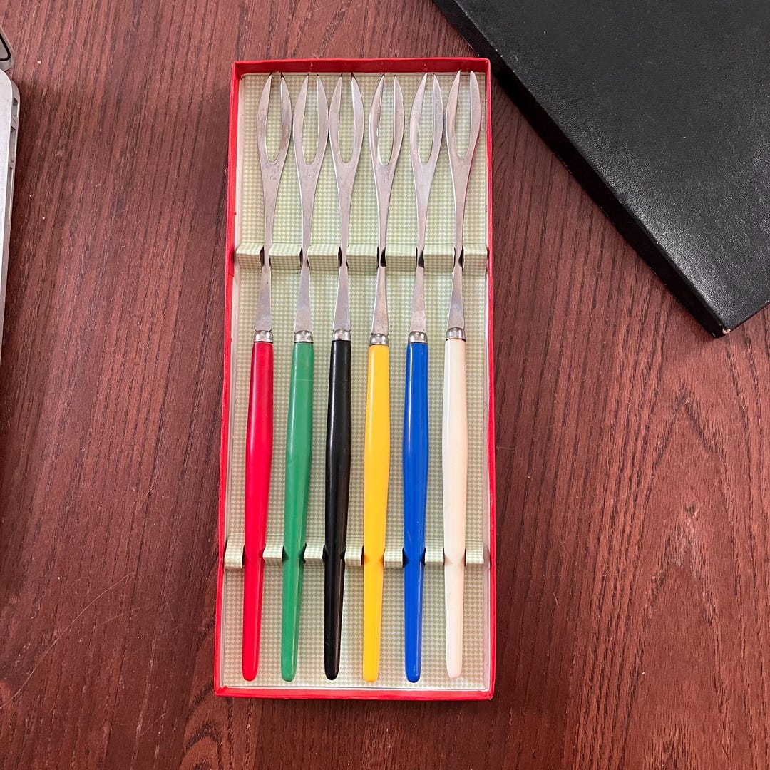 Vintage MCM Stainless Steel Fondue Forks, Made by Woodcrest, Japan ...