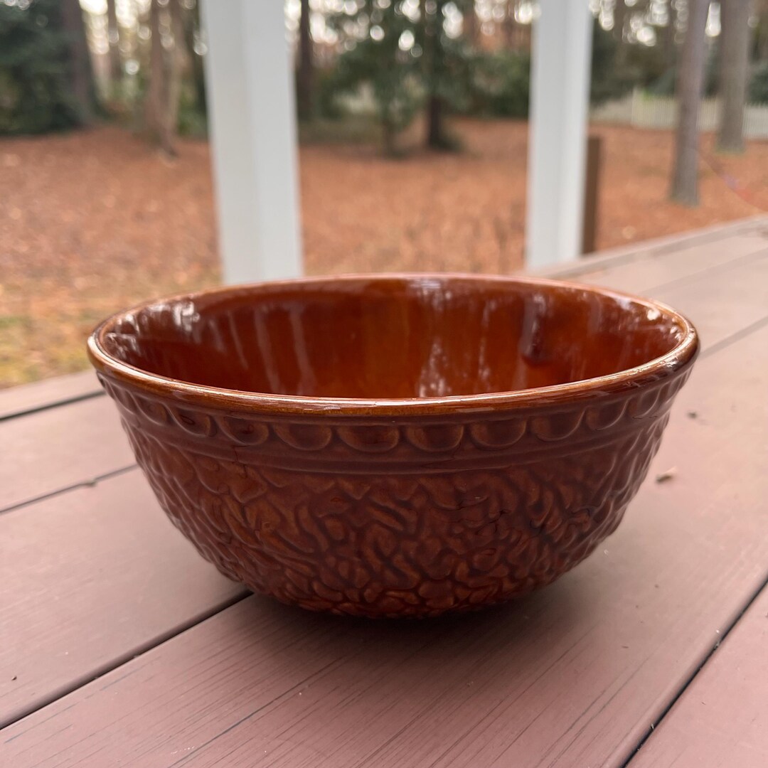 Vintage Haeger Art Pottery Brown Textured Mixing or Serving Bowl 69 ...