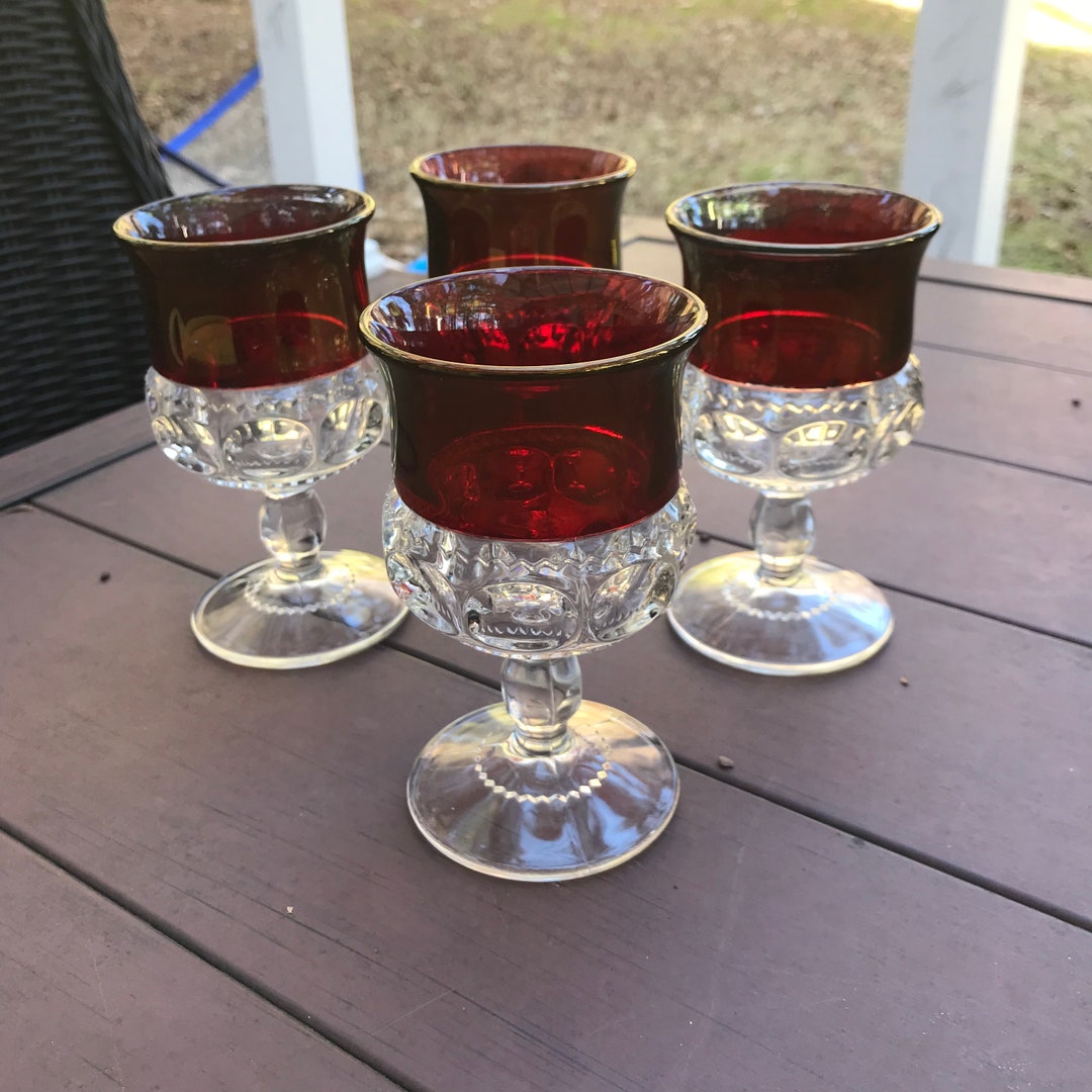 Vintage Tiffin Franciscan Fancy Thumbprint Goblets for Water or Wine ...