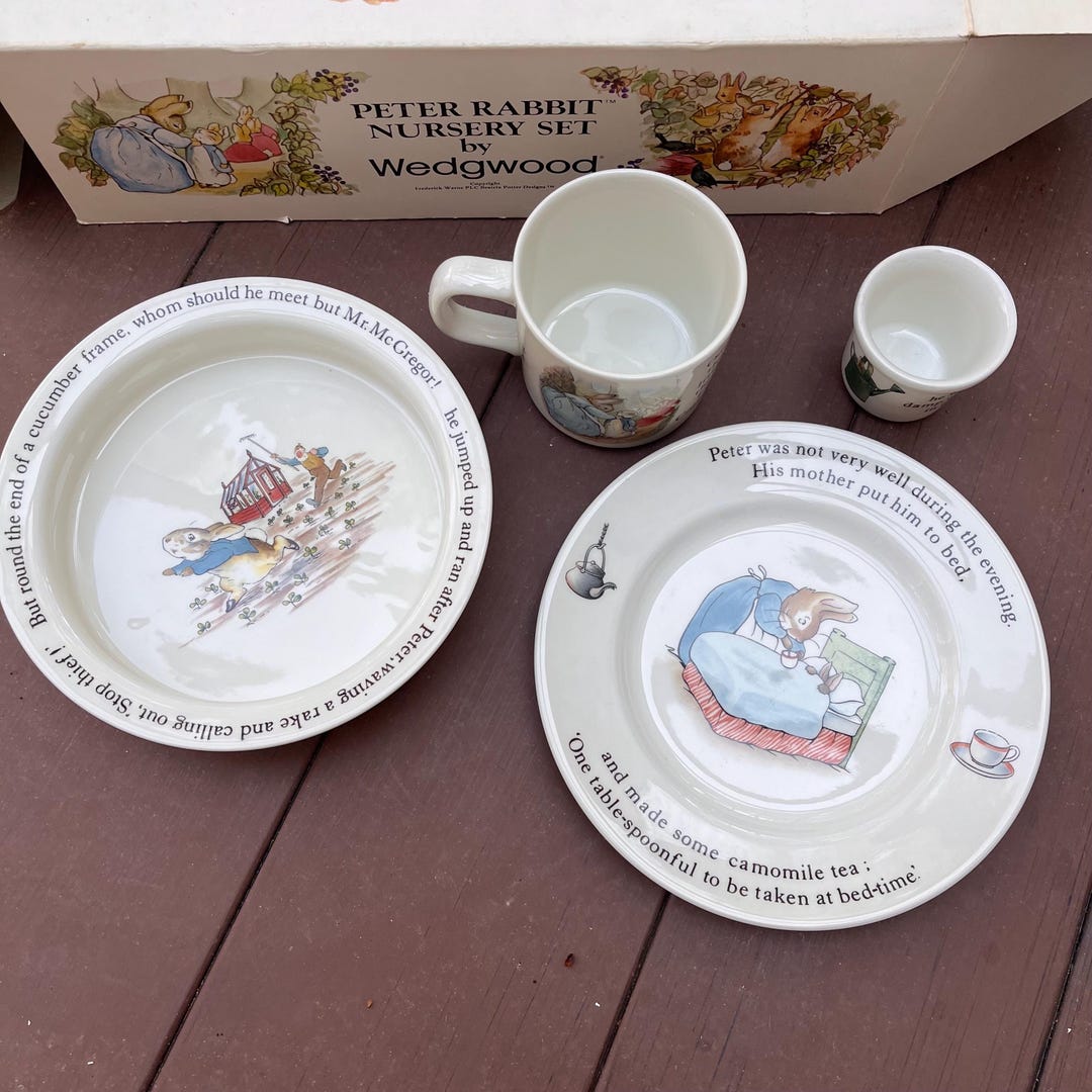 Vintage Peter Rabbit Nursery Set by Wedgwood - 4 Pieces: Child's Plate ...