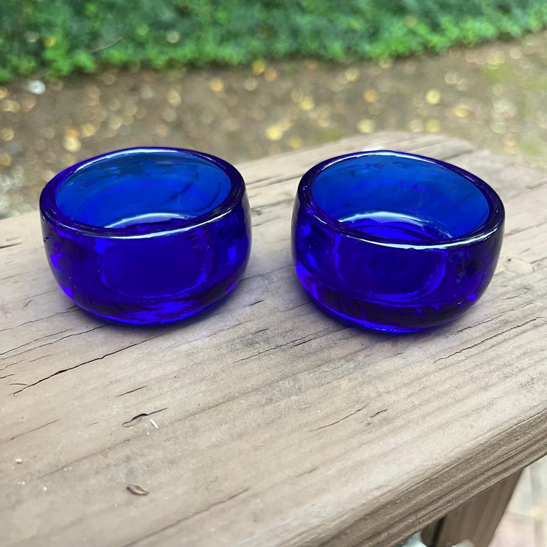 Pair of Vintage Cobalt Blue Glass Salt Cellars - Etsy