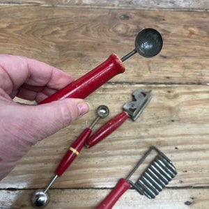 Vintage Kitchen Red Handle Kitchen Tools - Set of 5 - Etsy