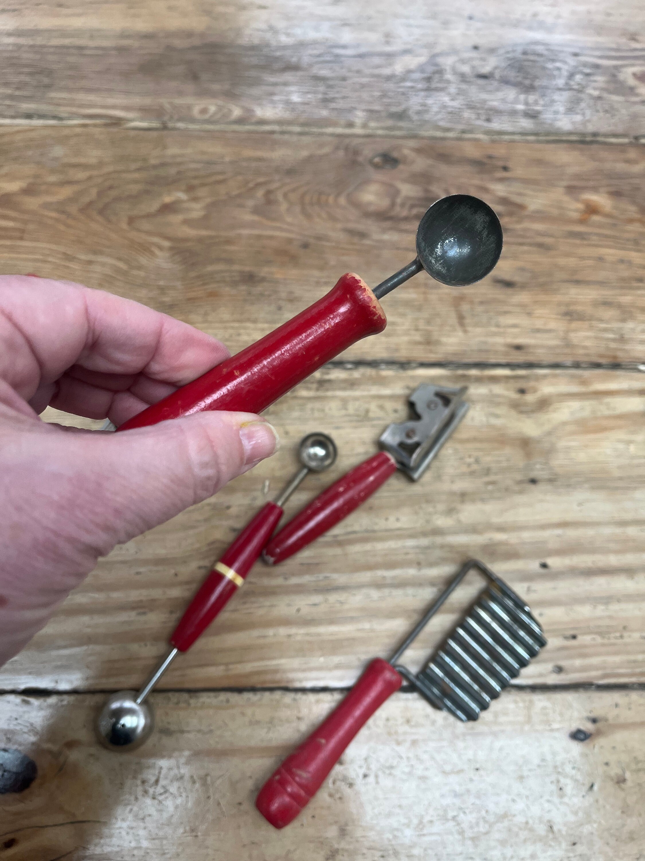 Vintage Kitchen Red Handle Kitchen Tools Set of 5 - Etsy