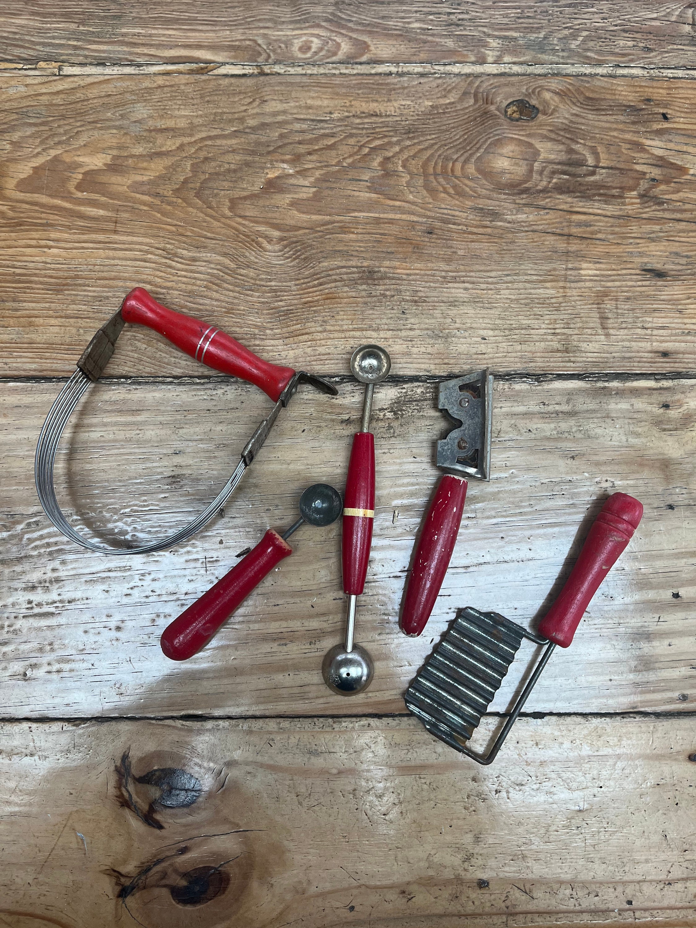 Vintage Kitchen Red Handle Kitchen Tools Set of 5 - Etsy