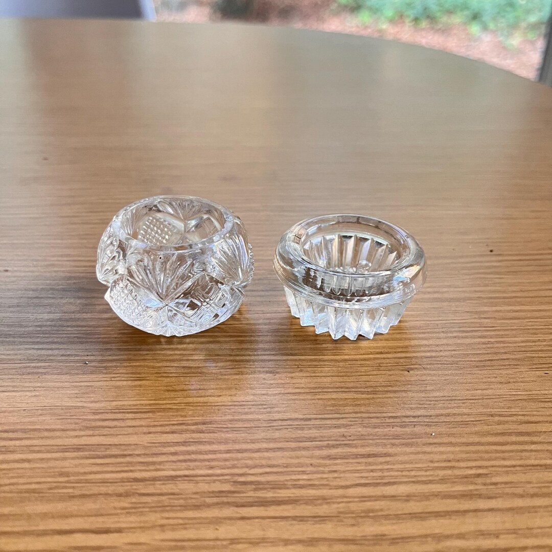 Pair of Mismatched Midcentury Crystal Salt Cellars - Etsy