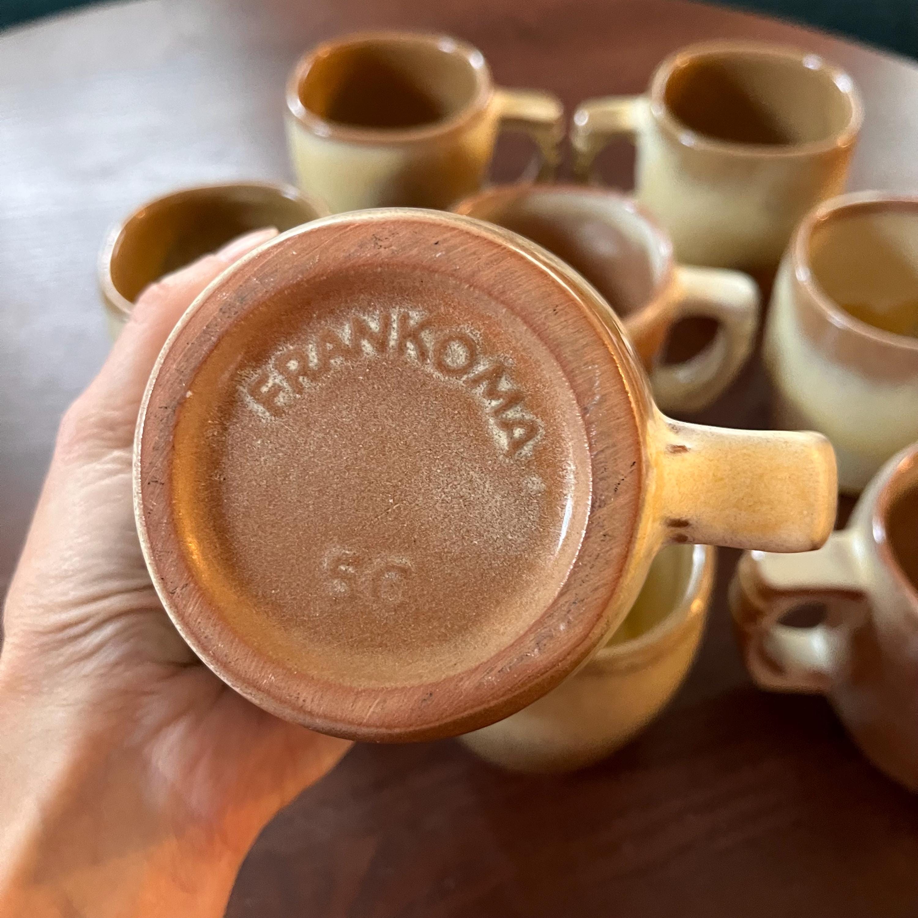 Vintage Frankoma Plainsman Desert Gold Coffee Cups - 1980s Stoneware ...