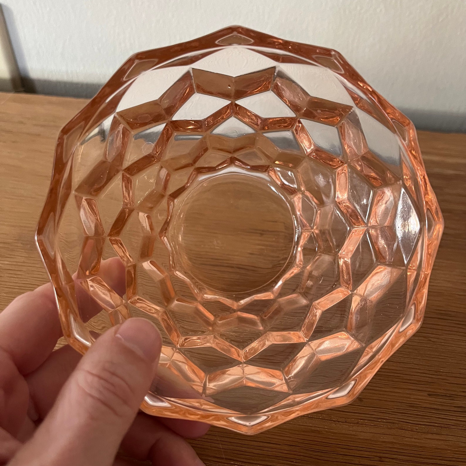 Vintage Pink Depression Glass, Jeanette Glass, Cube Pattern, Holds 10 ...