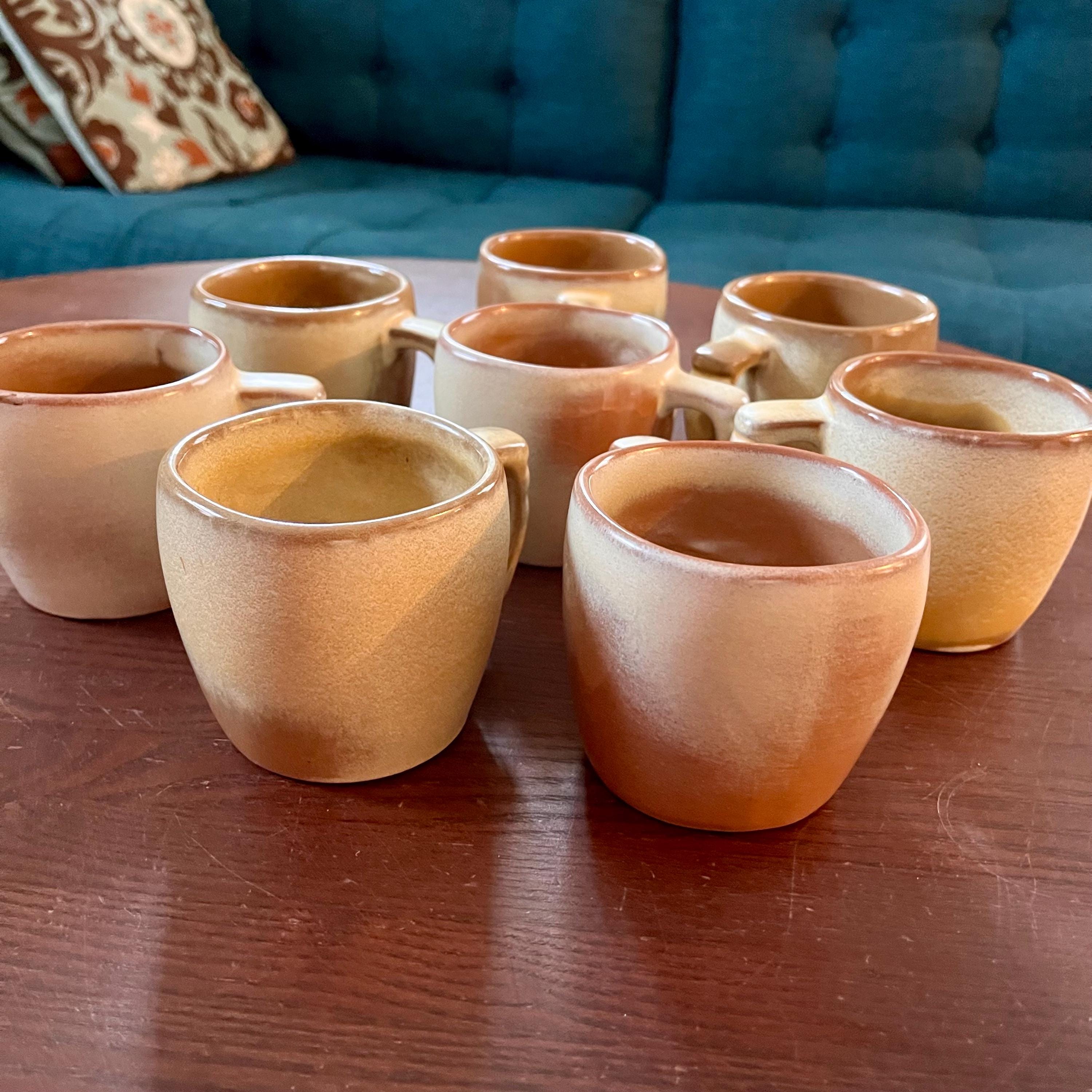Vintage Frankoma Plainsman Desert Gold Coffee Cups - 1980s Stoneware ...
