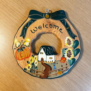 Vintage Painted Wood Fall-themed Welcome Sign / Cottagecore - Etsy
