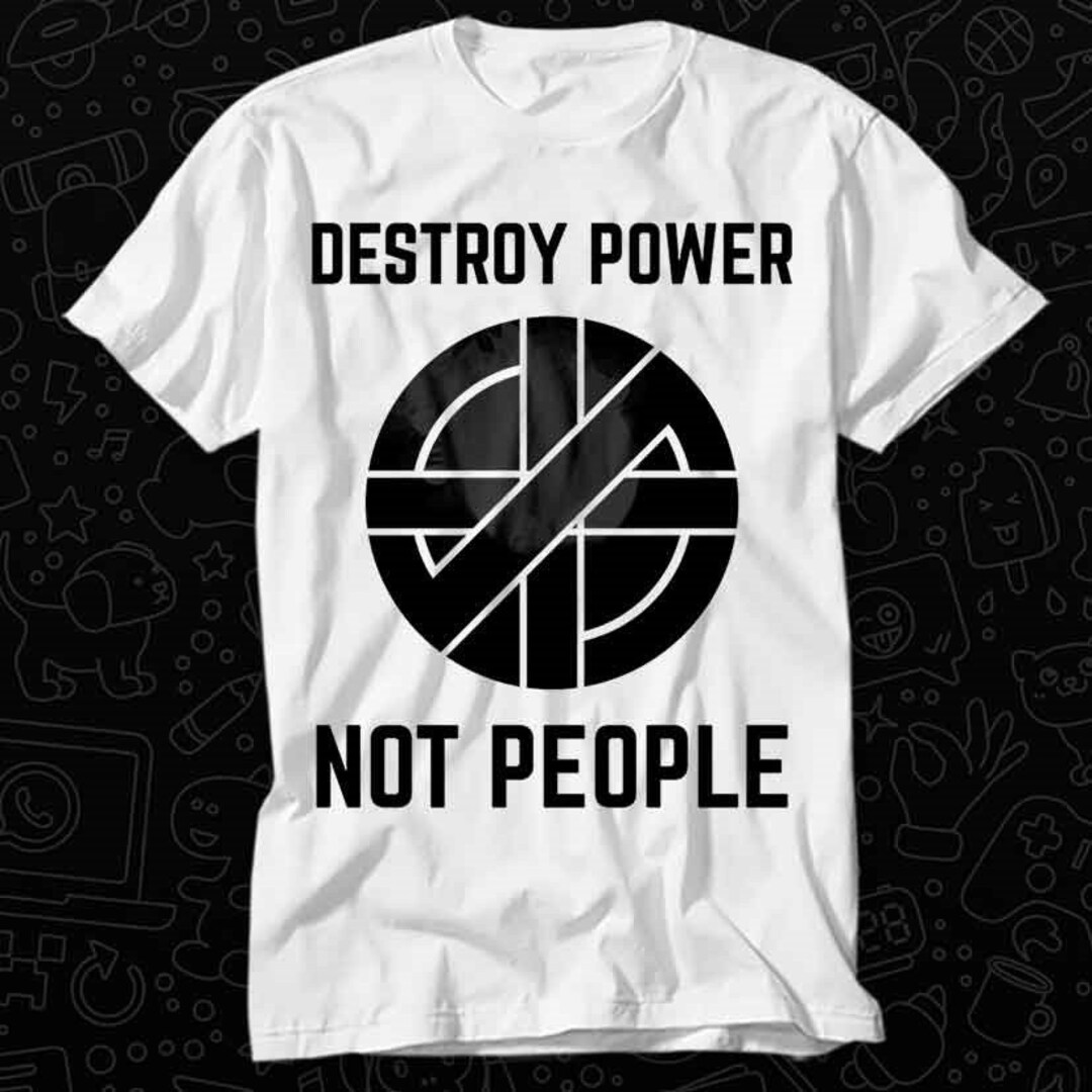 Vintage Punk Rock Destroy Power Not People T Shirt Gift for Womens Mens ...