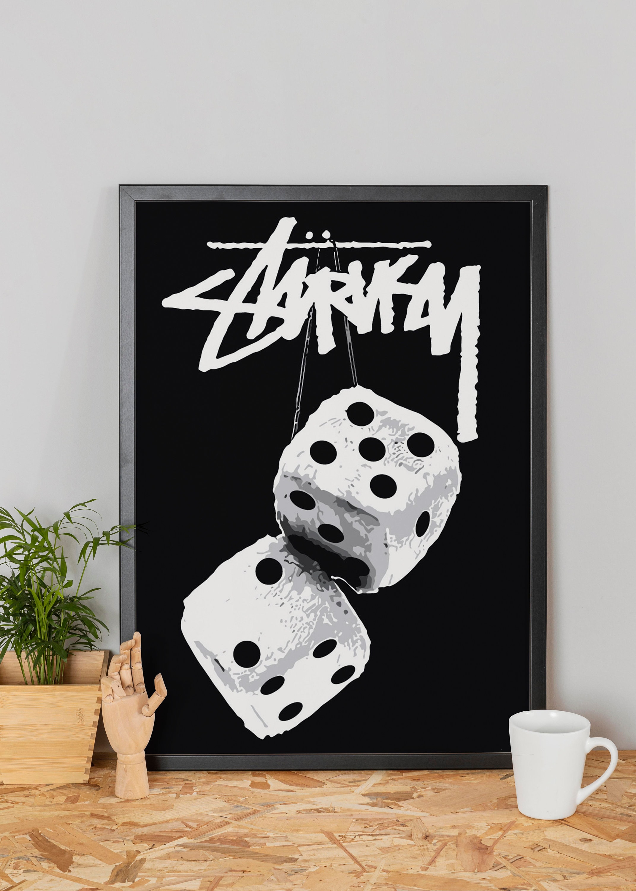 Stussy Poster 3er Set schwarz und weiß, 8 Ball Print Digital ...