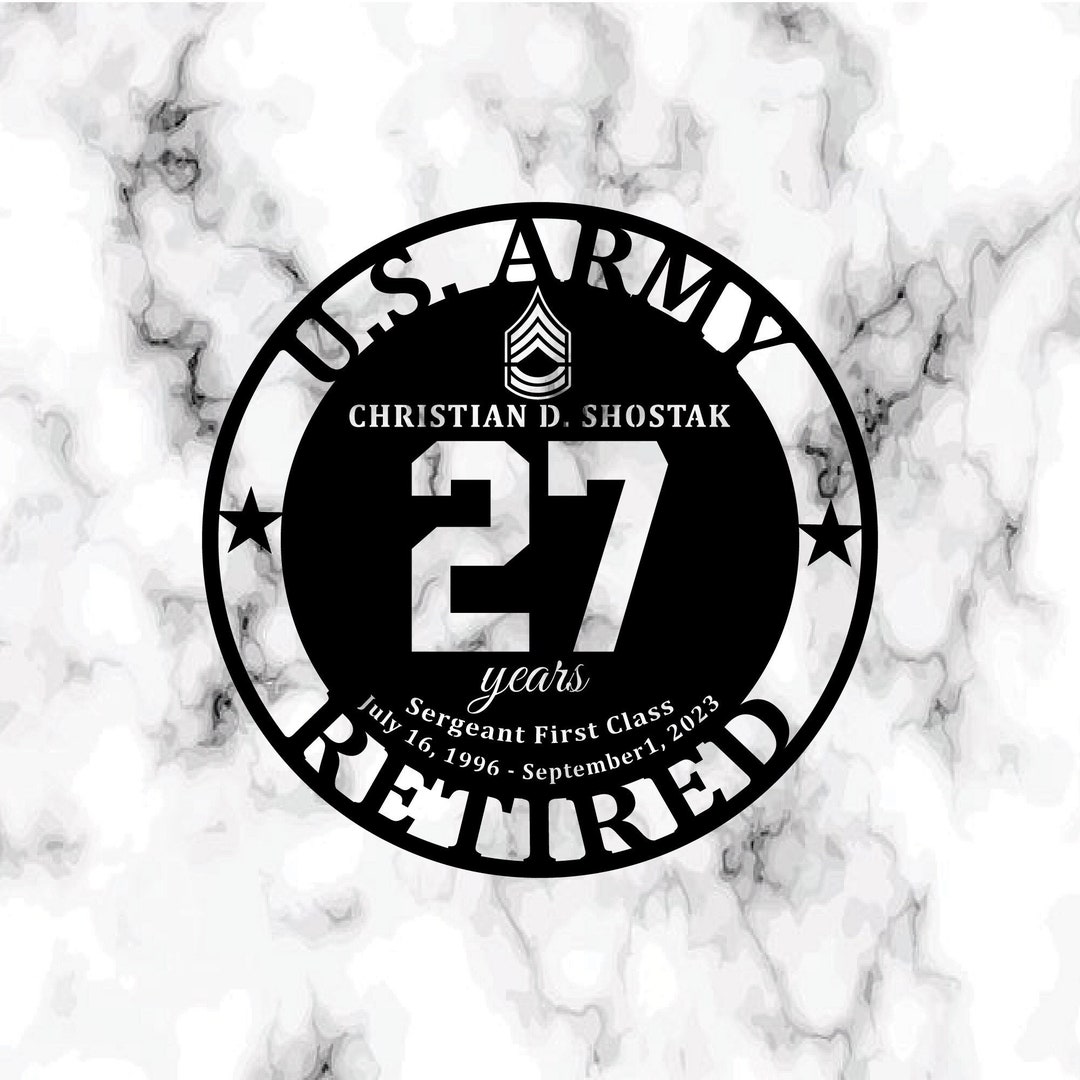 Kuttyarts Personalized Rank Army Retirement Metal Sign, Military ...