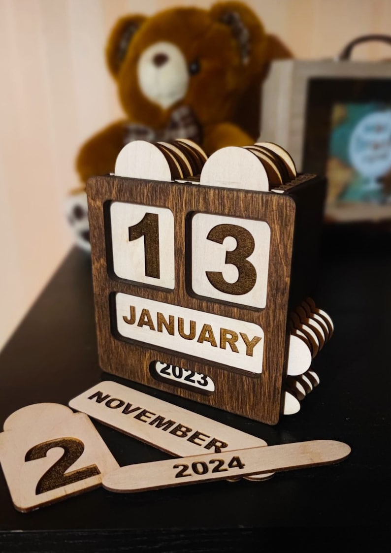 Calendario infinito / Calendario de madera I Calendario perpetuo para ...