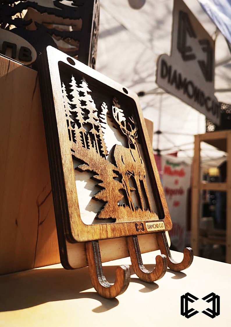 Home Key Holder Forest Deer Laser Cut Files, Vector File, Key Hanger ...