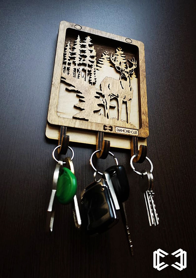 Home Key Holder Forest Deer Laser Cut Files, Vector File, Key Hanger ...