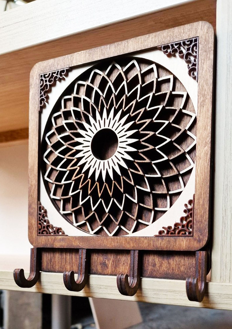 Home Key Holder Mandala Laser Cut Files, Vector File, Key Hanger DXF ...