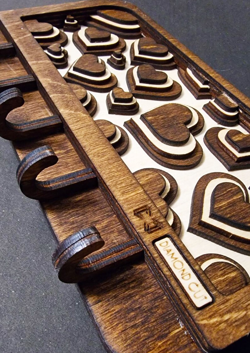 Home Key Holder Hearts Laser Cut Files, Vector File, Key Hanger DXF, AI ...