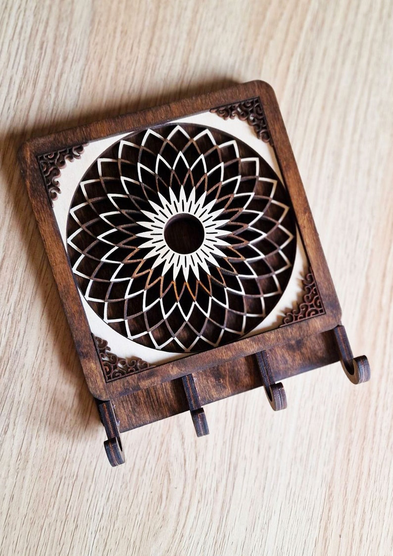 Home Key Holder Mandala Laser Cut Files, Vector File, Key Hanger DXF ...