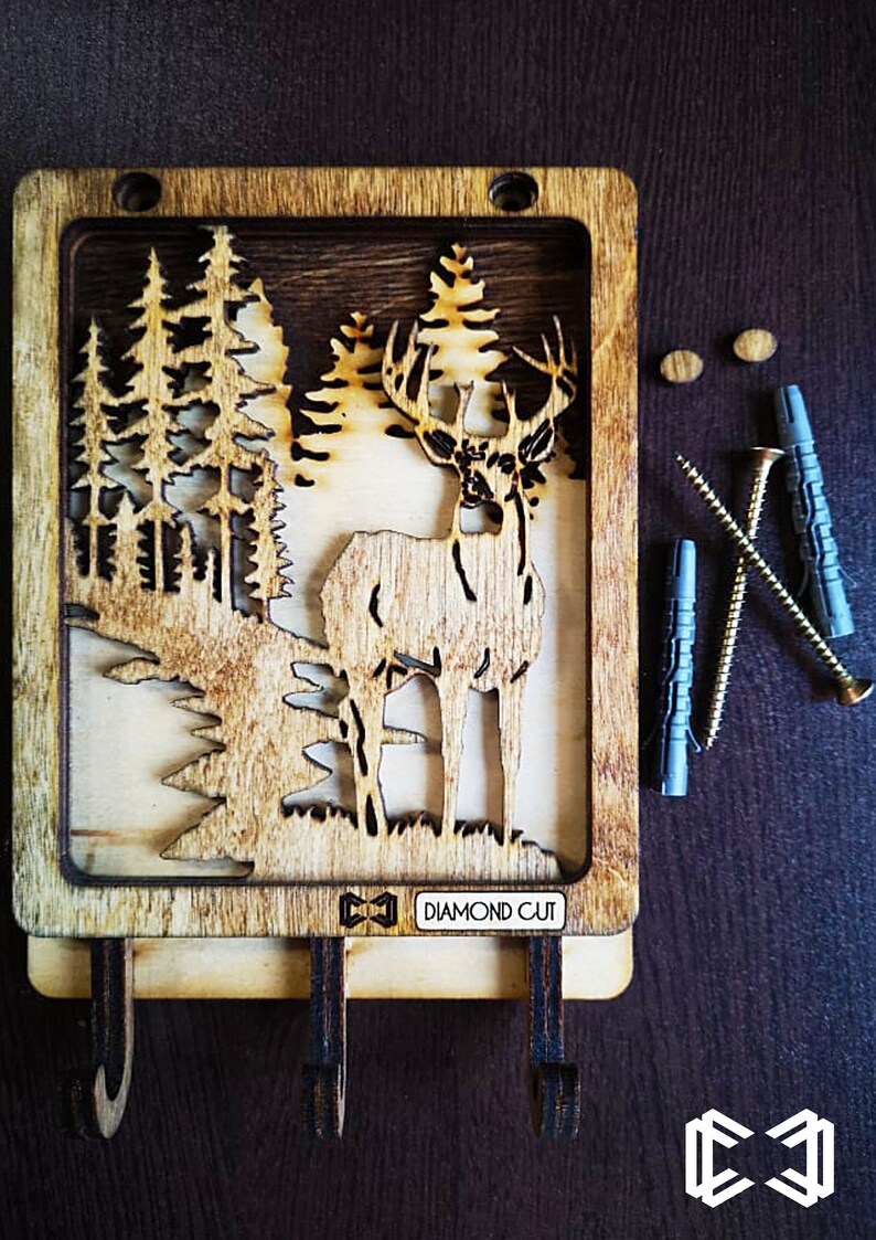 Home Key Holder Forest Deer Laser Cut Files, Vector File, Key Hanger ...