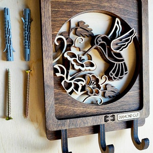 Home Key Holder Colibri Laser Cut Files, Vector File, Key Hanger DXF ...