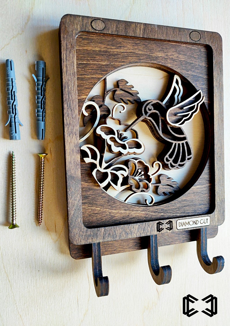 Home Key Holder Colibri Laser Cut Files Vector File Key - Etsy