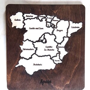 Spain Map Spain Wooden Map Puzzle Laser Cut Puzzle Wooden - Etsy