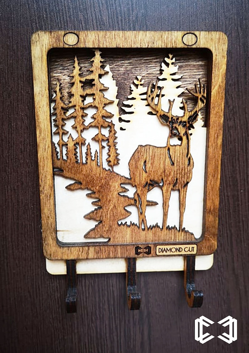 Home Key Holder Forest Deer Laser Cut Files, Vector File, Key Hanger ...