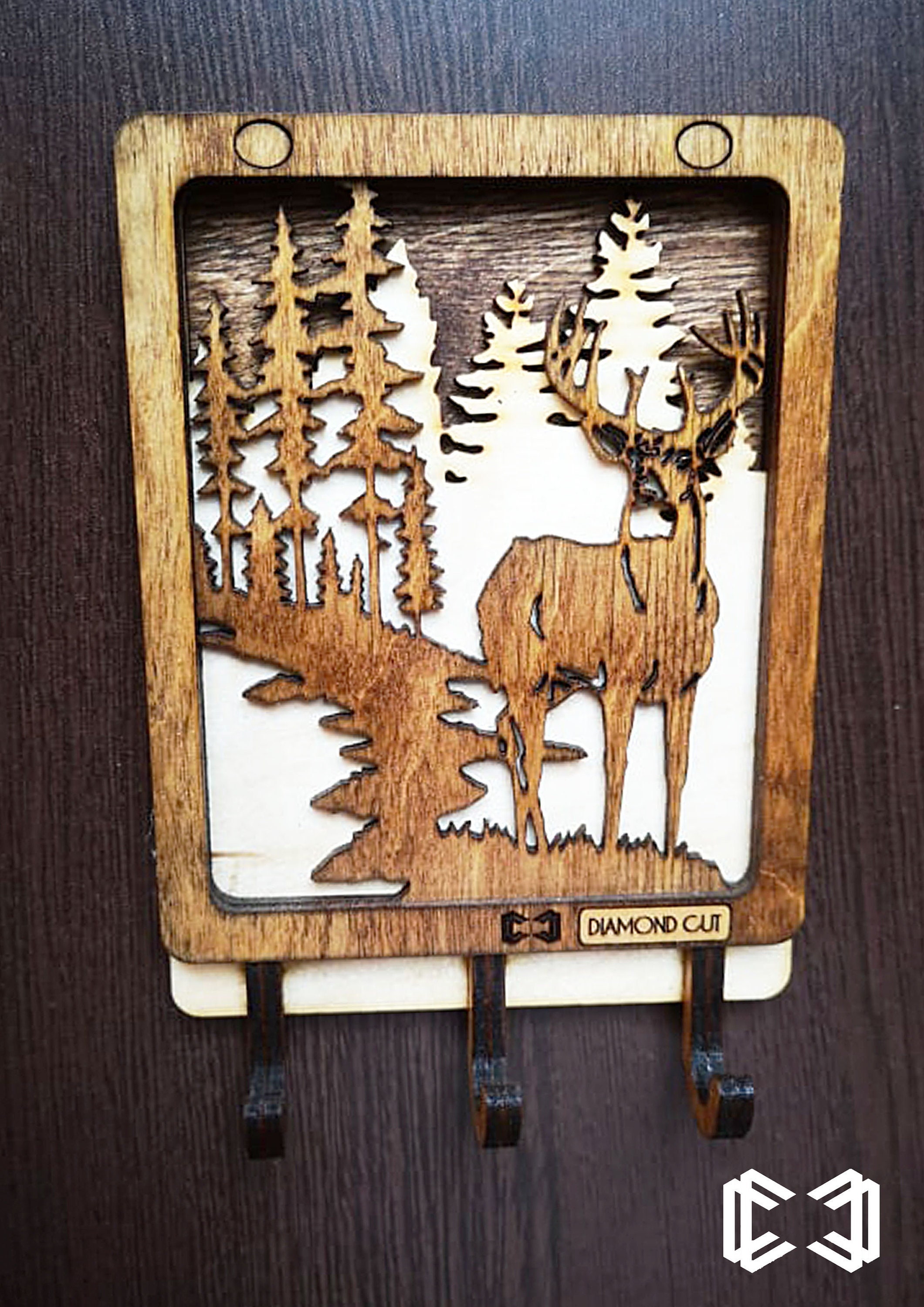 Home Key Holder Forest Deer Laser Cut Files, Vector File, Key Hanger ...