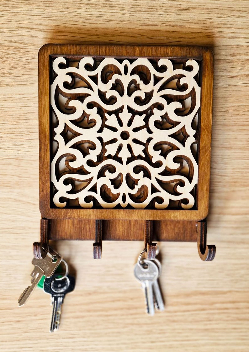 Home Key Holder Flowers Laser Cut Files, Vector File, Key Hanger DXF ...