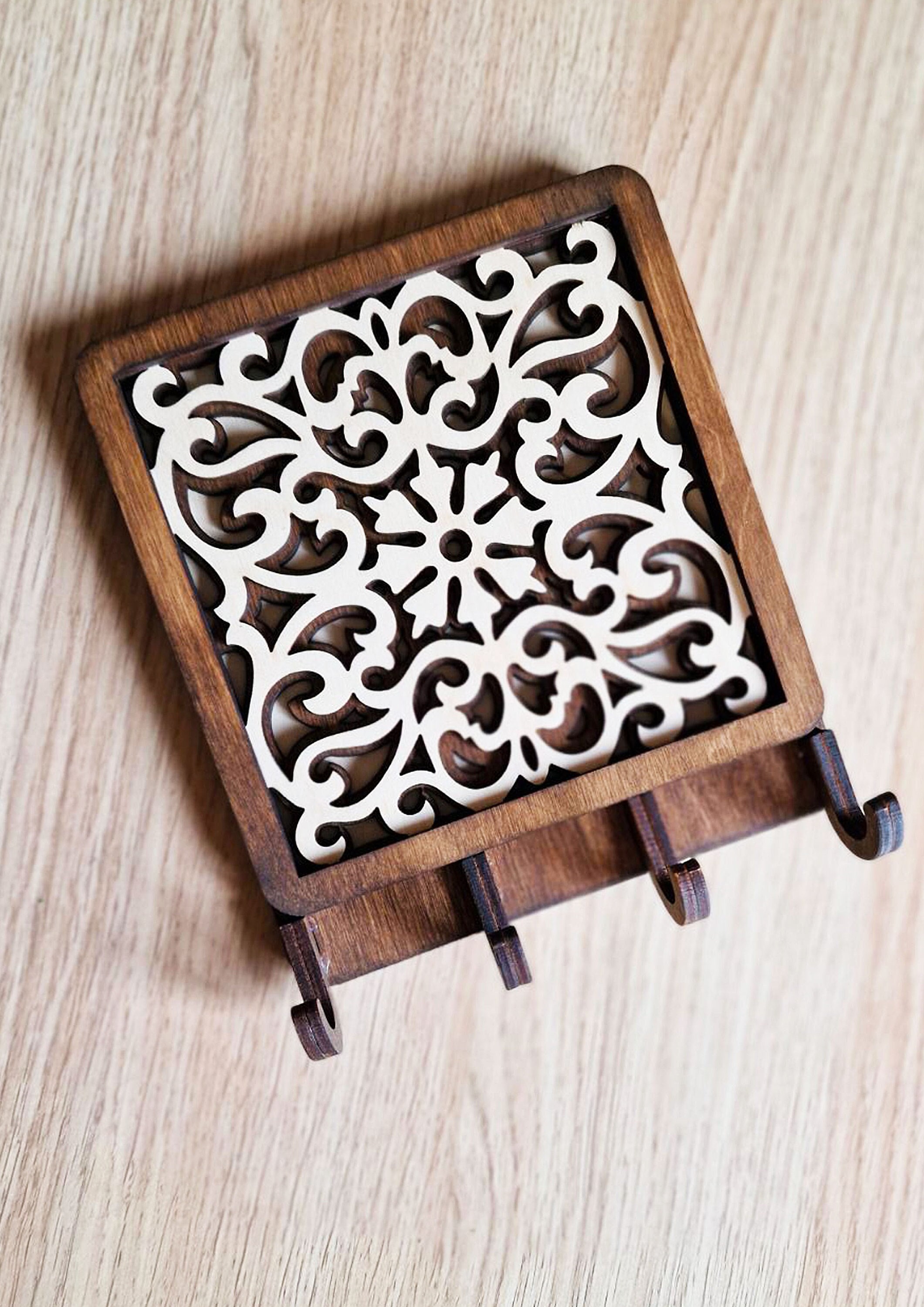 Home Key Holder Flowers Laser Cut Files, Vector File, Key Hanger DXF ...